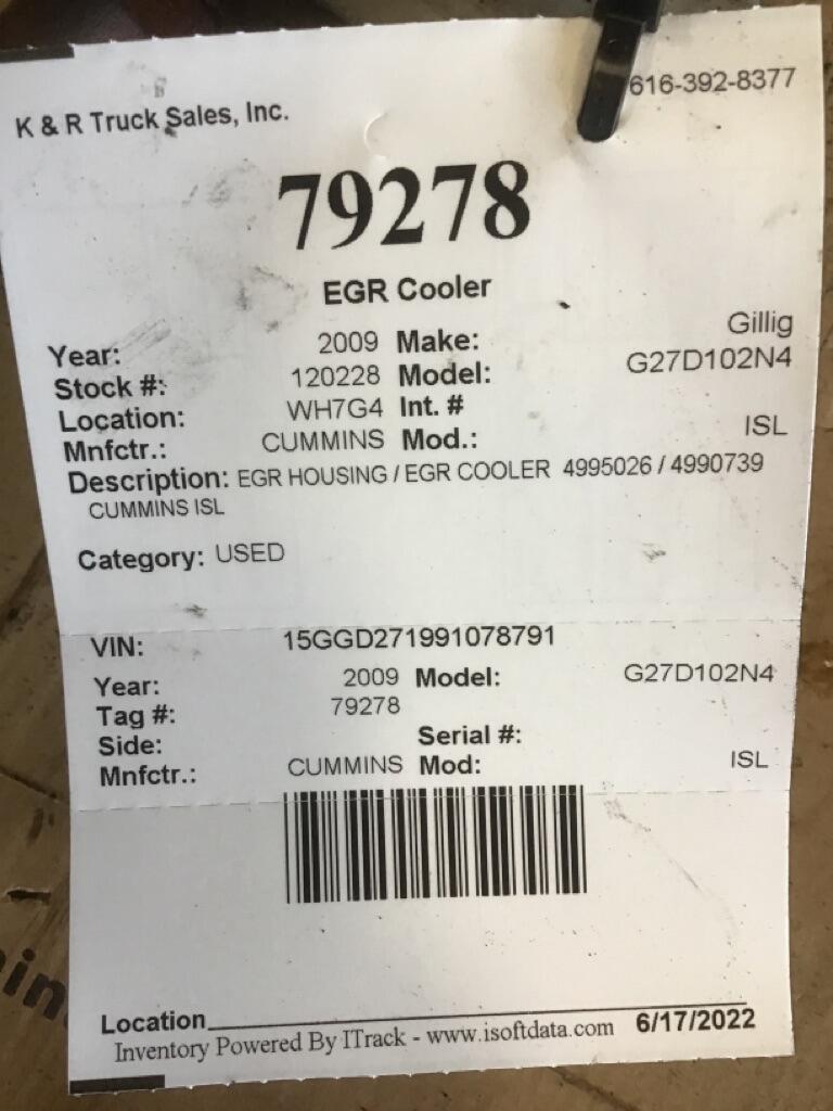 CUMMINS ISL EGR Cooler OEM# 4990739 in Holland, MI #79278