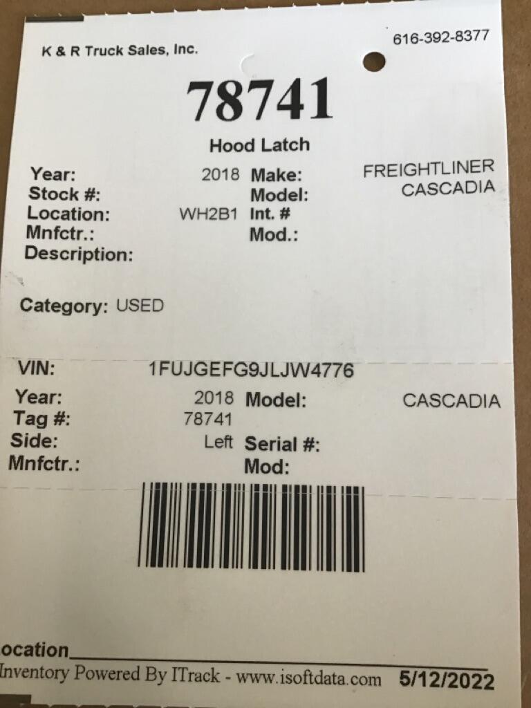FREIGHTLINER CASCADIA Hood Latch OEM# 17-15730-004 in Holland, MI #78741