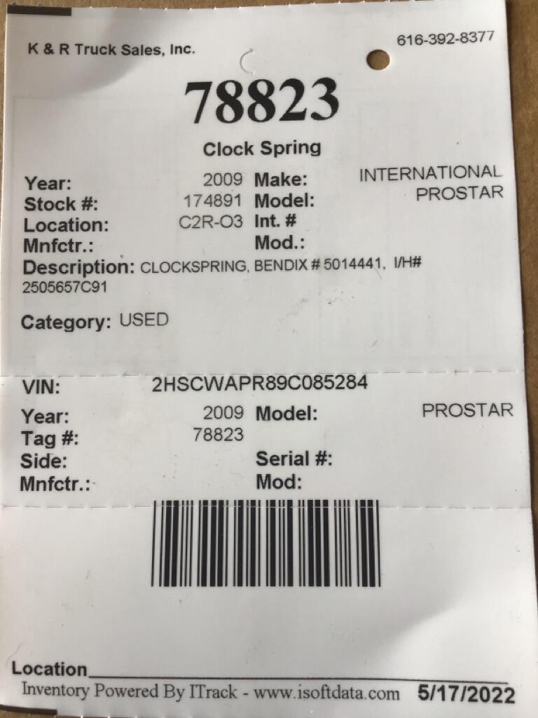 INTERNATIONAL PROSTAR Clock Spring OEM# 2505657C91 in Holland, MI #78823